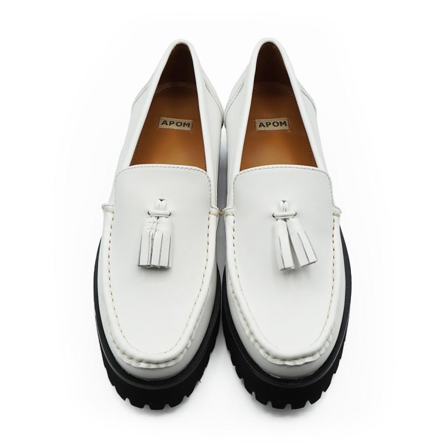 APOM アポム トラックソール タッセル ローファー 40 ホワイト 革 靴 レディース レザー 厚底 低反発 インソール 254 : APOMオンラインストア Yahoo!店 - 通販 ...