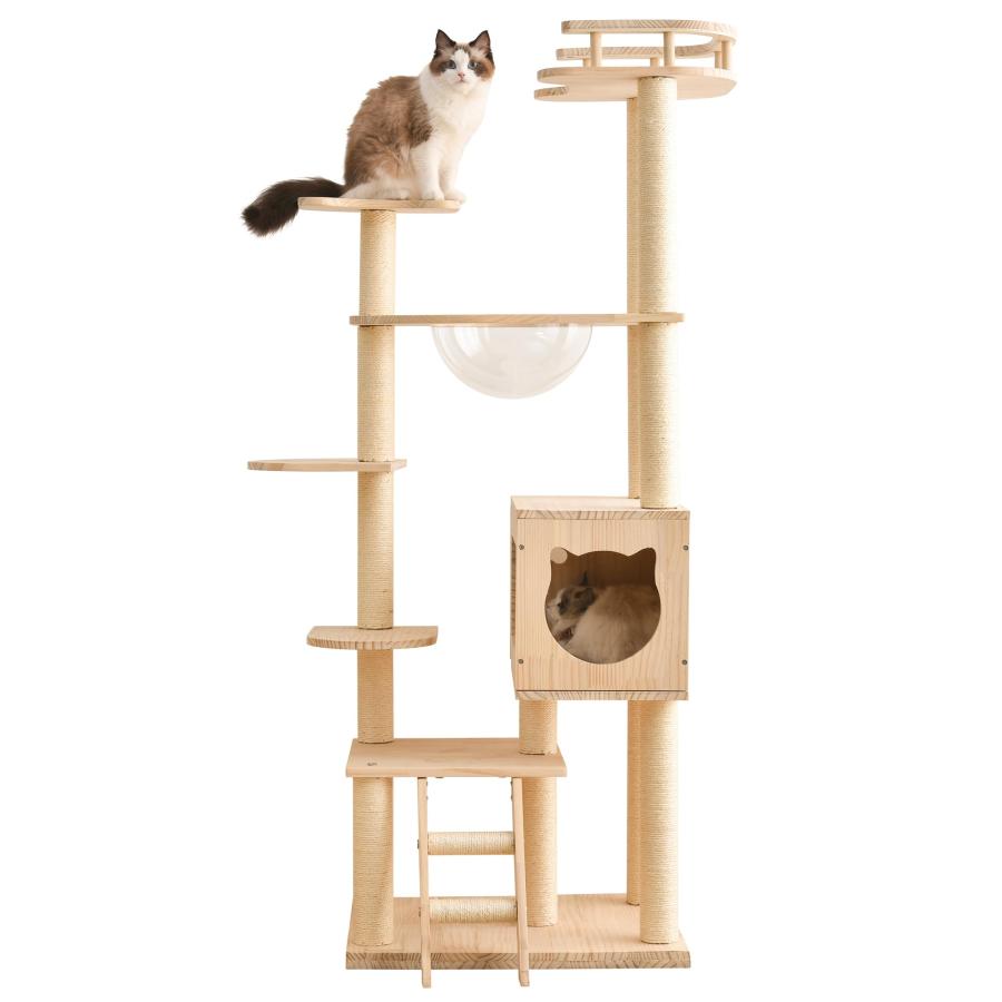 OSJ キャットタワー 猫タワー ネコタワー タワー 透明宇宙船 多頭飼い 高さ165.5cm頑丈 隠れ家 爪とぎポール : R.E.M. - 通販 - Yahoo!ショッピング
