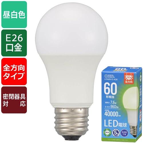 オーム(OHM) 電機 LED電球 E26 60形 60ワット形 60W形 密閉形器具対応 全方向 昼白色 5年 LDA8N-G AG6 06- : R.E.M. - 通販 - Yahoo ...