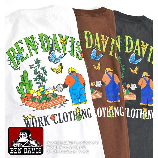 BEN DAVIS Tシャツ ベンデイビス 2023 ガーデニング ゴリラ 刺繍 プリント 半袖Tシャツ オーバーサイズ メンズ BEN ...