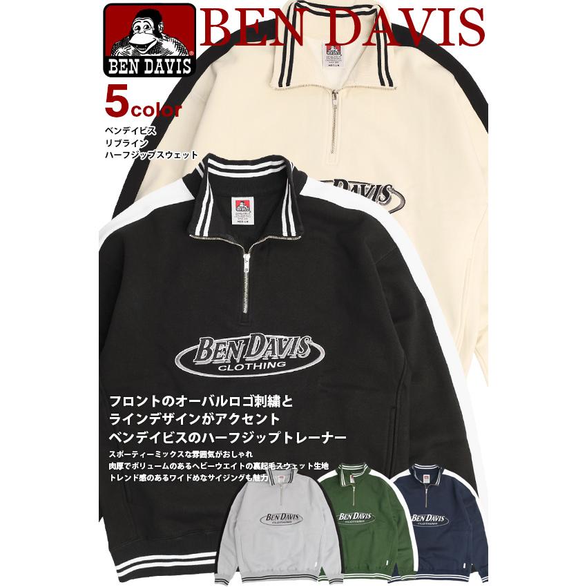 BEN DAVIS スウェット ベンデイビス 2023 ラインデザイン リブ ハーフジップ トレーナー メンズ 裏起毛 ワイド BEN-2049 : RENOVATIO - 通販 ...