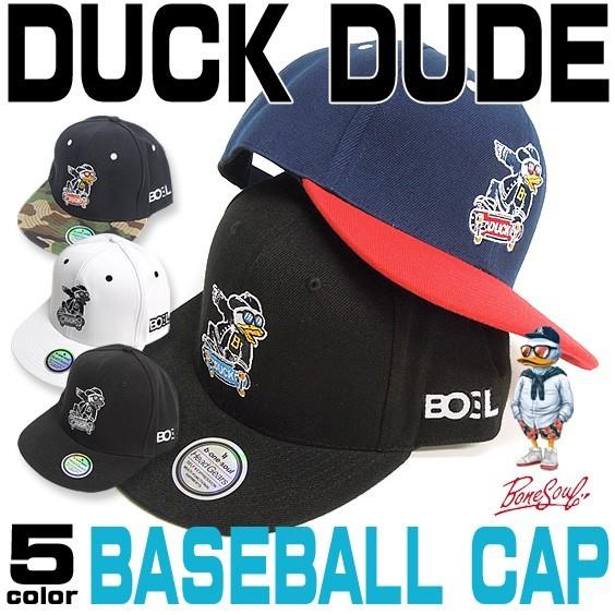 b-one-soul 帽子 DUCK DUDE ベースボールキャップ スケボーに乗った番長アヒルの刺繍がかっこいい。レディースでも。CAP ...