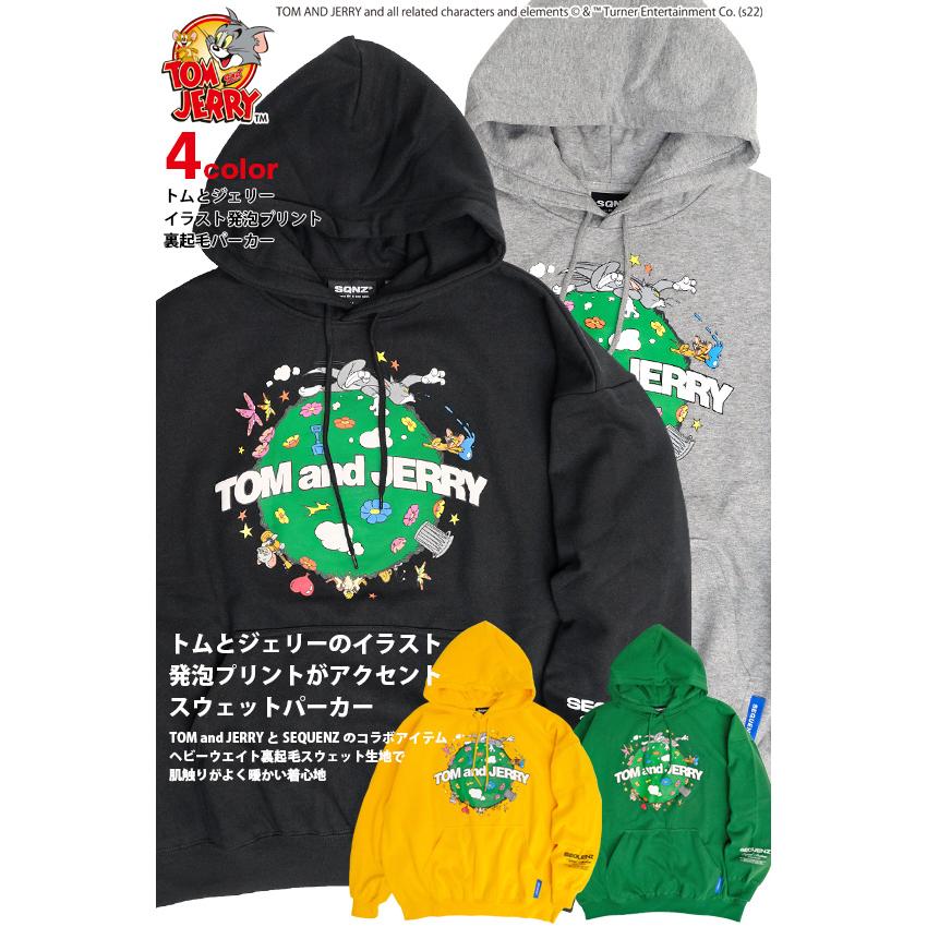 Sequence by BOS トムとジェリー パーカー TOMandJERRY SEQUENZ 2023 イラスト 発泡 プリント スウェット フーディ 裏起毛 PKL-423 ...