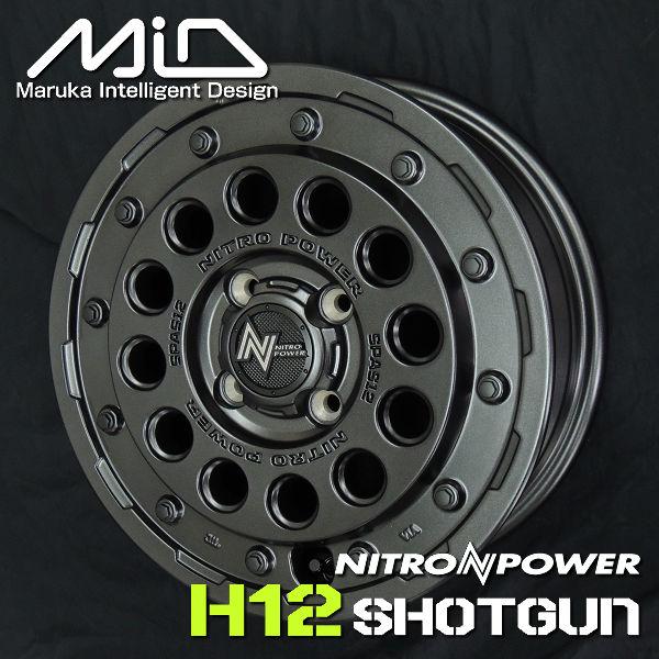 NITRO POWER 4本 送料無料 15インチ ナイトロパワー H12 SHOTGUN バレルブラック 5.0J +45 4穴 PCD100 タント スペーシア N-BOX 軽自動車に ...