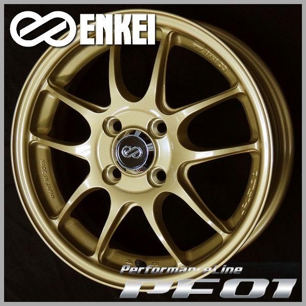 送料無料 ENKEI エンケイ パフォーマンスライン PF01 ゴールド 16インチ 165/45R16 タイヤ ホイール 4本セット N-WGN スペーシア タント ...
