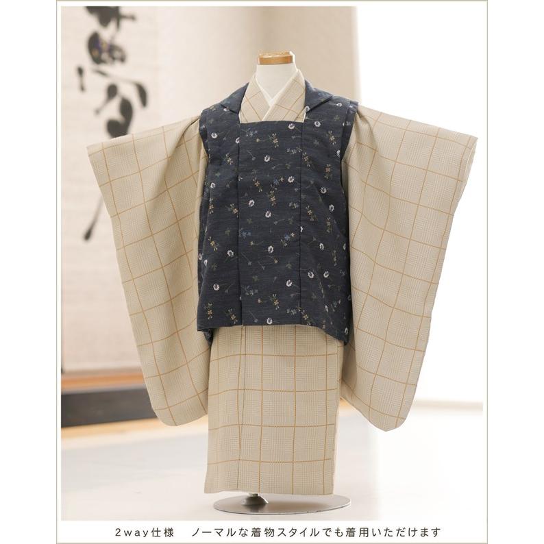 3歳 男の子 七五三 レンタル df121-2 和洋2way 着物レンタル フルセット 753 子供着物 被布 人気 かわいい おしゃれ ...