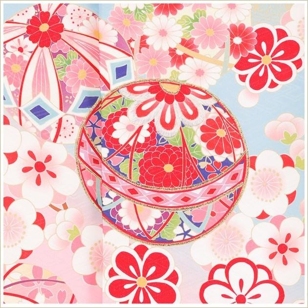 七五三 7歳 女の子 着物レンタル j7323 フルセット 753 子供着物 七草 レトロ モダン おしゃれ 2022 人気 水色ピンクに彩り ...