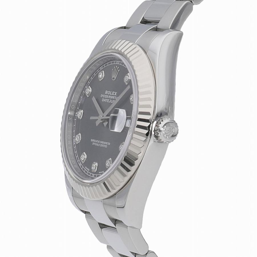 ロレックス デイトジャスト II ダークロジウム×10Pダイヤ 116334G ランダム メンズ 中古 送料無料 腕時計 : r5548 ...