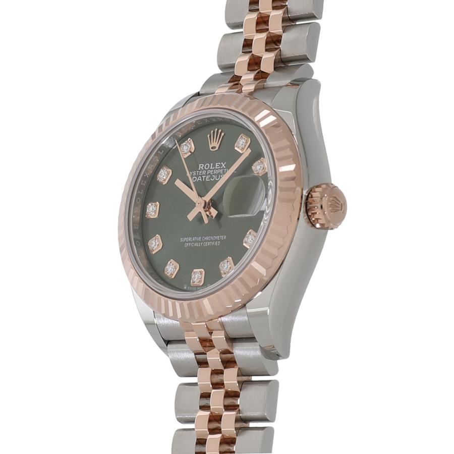 ロレックス デイトジャスト 28 279171G ランダム オリーブグリーン × 10Pダイヤ レディース 未使用 送料無料 腕時計 ...