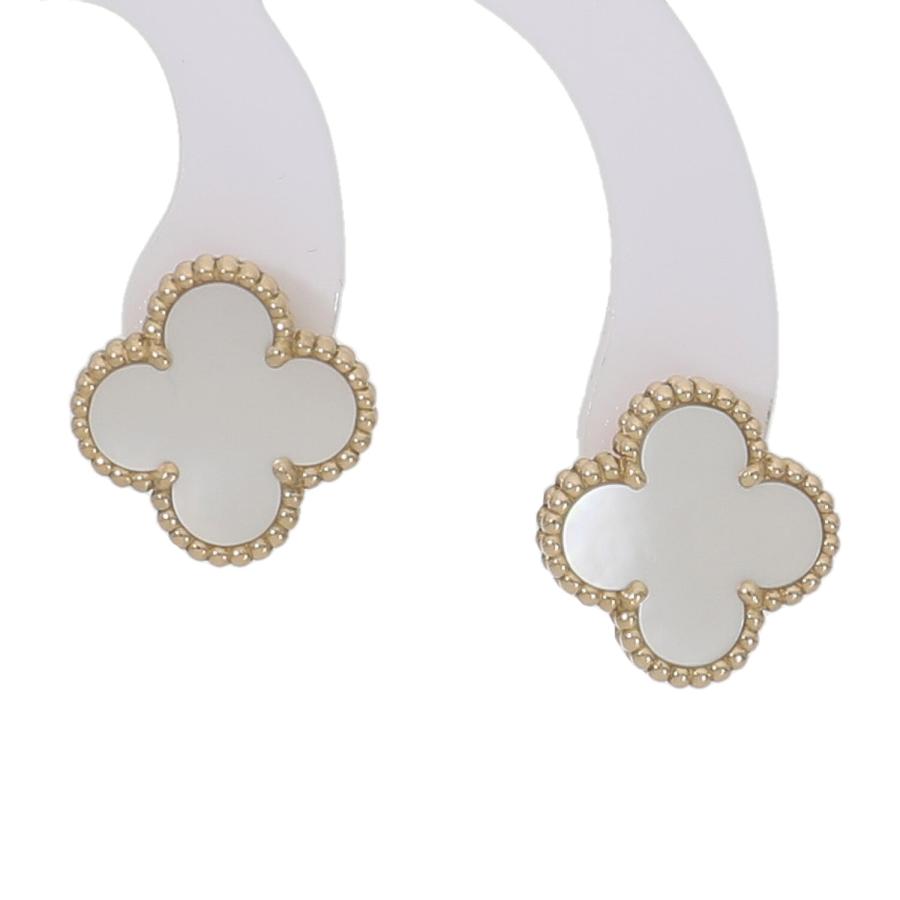 Van Cleef ＆ Arpels ヴァンクリーフ&アーペル ヴィンテージアルハンブラ イヤリング ピアス ホワイトシェル ...