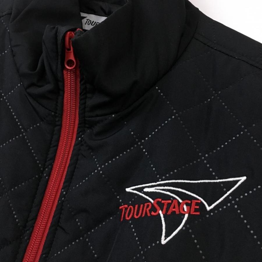 50%OFF価格／TOURSTAGE ツアーステージ 中綿ジャケット 黒×レッド 一部キルティング メンズ M ゴルフウェア : レオナード ...