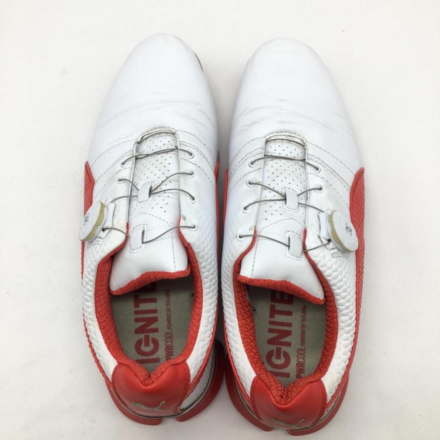 【美品】PUMA プーマ ゴルフシューズ 白×レッド 188657 イグナイト ダイヤル式 メンズ 26 ゴルフウェア :1 ...