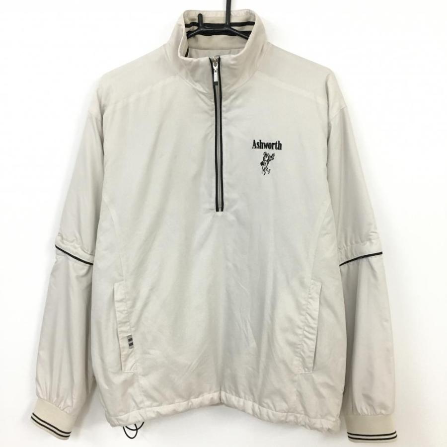 アシュワース 2WAY中綿ブルゾン ライトベージュ×黒 ハーフジップ アシュワース 2WAY中綿ブルゾン ライトベージュ×黒 ハーフジップ