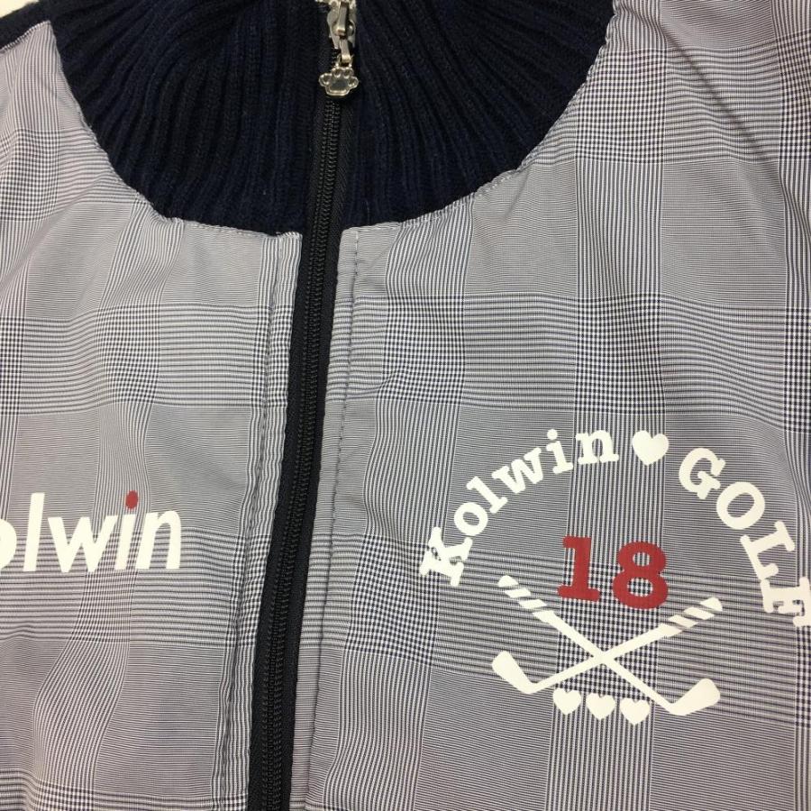 Kolwin コルウィン ニットジャケット ネイビー×白 チェック×ニット 異素材切替 レディース M ゴルフウェア （美品）／80%OFF価格 : レオナード - 通販 - Yahoo!ショッピング