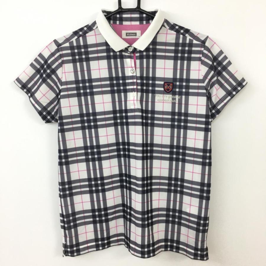 Kolwin コルウィン 半袖ポロシャツ 白×黒 チェック スパンコール レディース LL ゴルフウェア （超美品）／30%OFF価格 : レオナード - 通販 - Yahoo!ショッピング