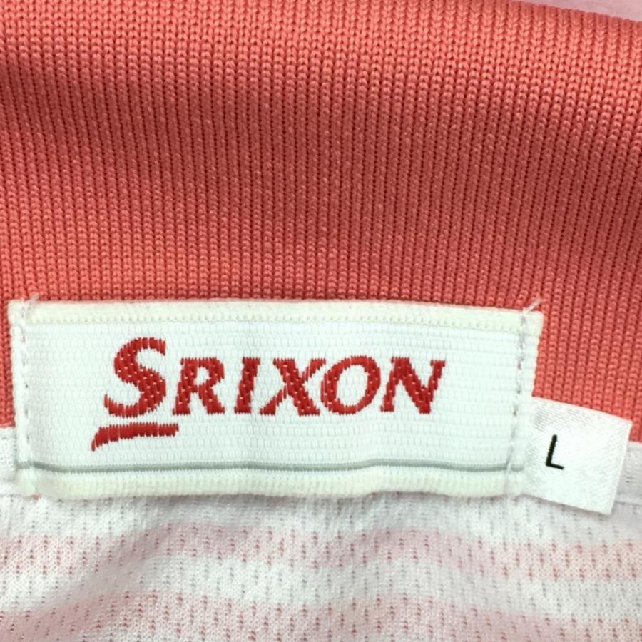 スリクソン 半袖ポロシャツ オレンジピンク×白 ボーダー柄 ワッペン レディース L ゴルフウェア SRIXON （超美品）／45%OFF価格 ...