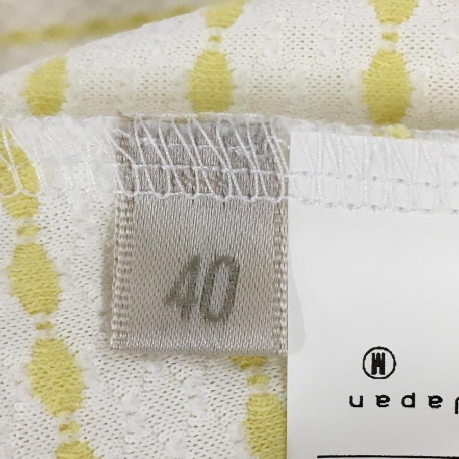 【美品】アダバット 半袖ハイネックシャツ 白×イエロー ボーダー柄 レディース 40(L) ゴルフウェア adabat : レオナード - 通販 - Yahoo!ショッピング