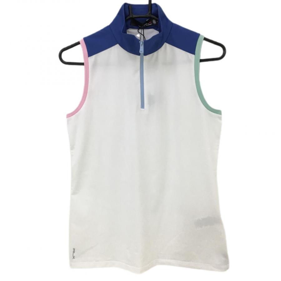 RLX RLXラルフローレン ノースリーブハイネックシャツ 白×ブルー ハーフジップ レディース SP US/S ゴルフウェア Ralph Lauren（新品）／25%OFF価格 ...