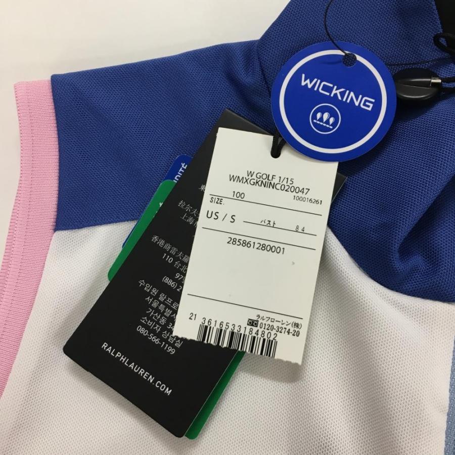 RLX RLXラルフローレン ノースリーブハイネックシャツ 白×ブルー ハーフジップ レディース SP US/S ゴルフウェア Ralph Lauren（新品）／25%OFF価格 ...
