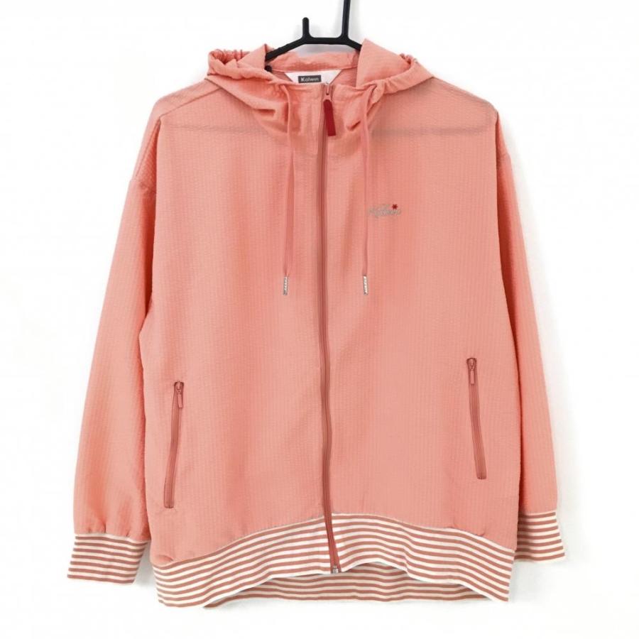 【超美品】コルウィン ジップパーカー サーモンピンク サッカー生地 ストレッチ リブボーダー レディース LL ゴルフウェア Kolwin／5%OFF価格 : レオナード - 通販 ...