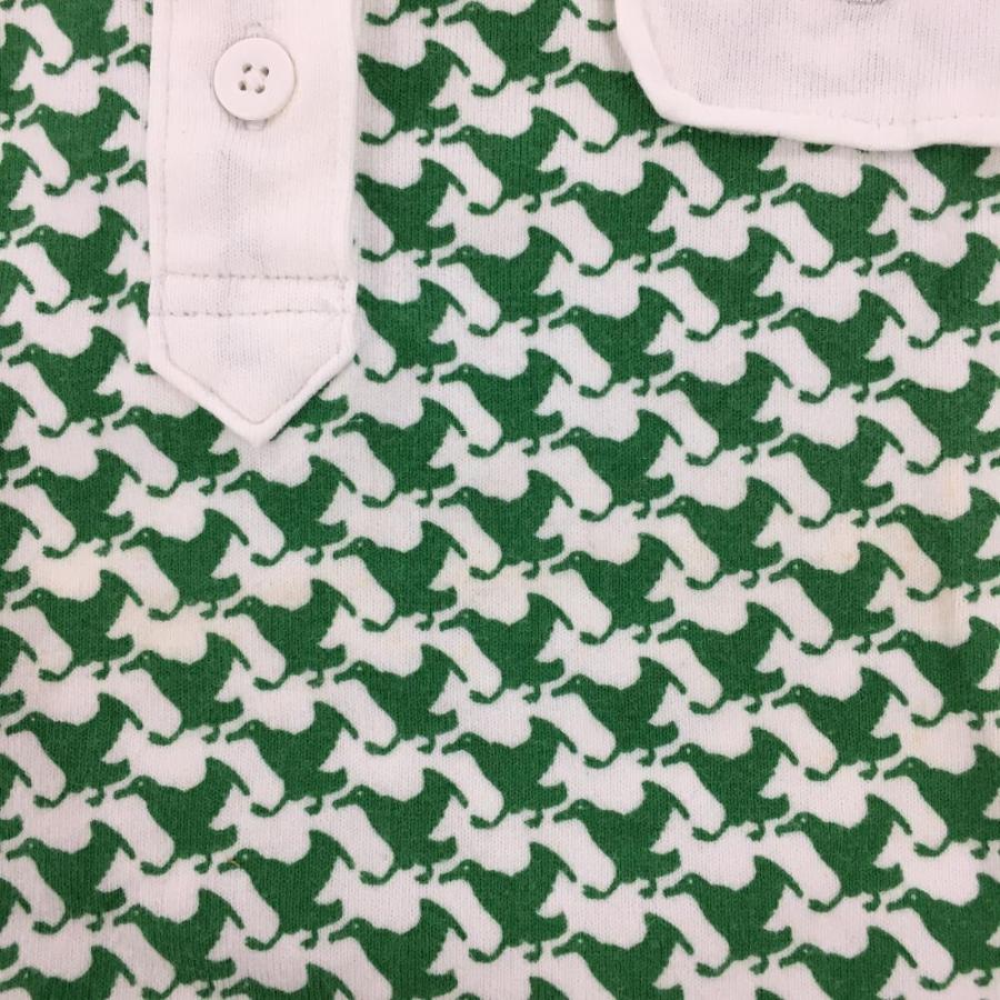 PEARLY GATES パーリーゲイツ 半袖ポロシャツ 白×グリーン 鳥柄 PEARLY GATES パーリーゲイツ 半袖ポロシャツ 白×グリーン 鳥柄