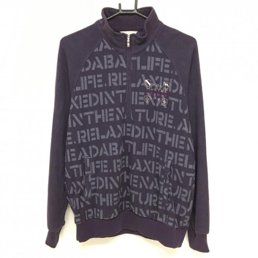 アダバット ハイネックセーター パープル×グレー 英字総柄 ハーフジップ ニット メンズ 48(L) ゴルフウェア adabat／10%OFF価格 : 1-240001151657 ...