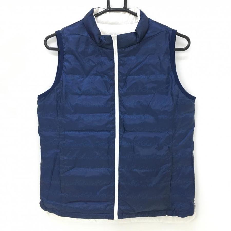 コルウィン リバーシブルダウンベスト ネイビー ロゴ総柄 裏白無地 収納袋 レディース L ゴルフウェア Kolwin : 1-240001161701 : レオナード - 通販 ...