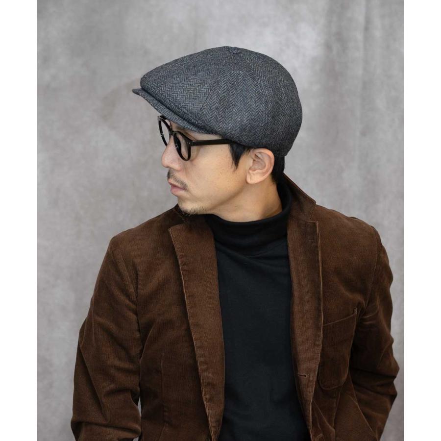 EDHAT エドハット ハンチング キャスケット 日本製 ウール ヘリンボーン ツイード サイズ調節 帽子 8パネル ゆったり 大きめ 送料 ...