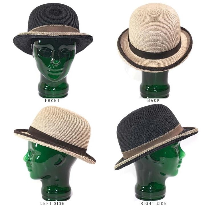 EDHAT エドハット ボーラーハット 麻 サイズ調節 ブラック ベージュ ストローハット ヘンプ 小さいサイズ 大きいサイズ 山高帽 ...