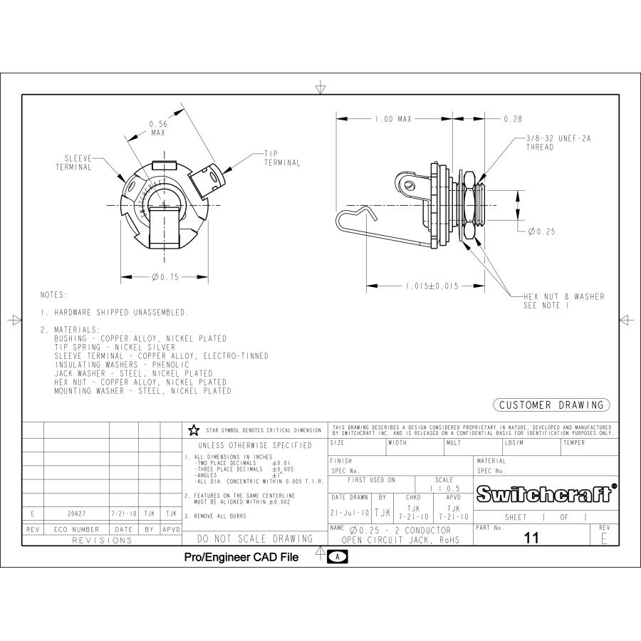 SWITCHCRAFT 11 MONO PHONE JACK スイッチクラフト モノジャック : Repair Garage Web Store - 通販 - Yahoo!ショッピング