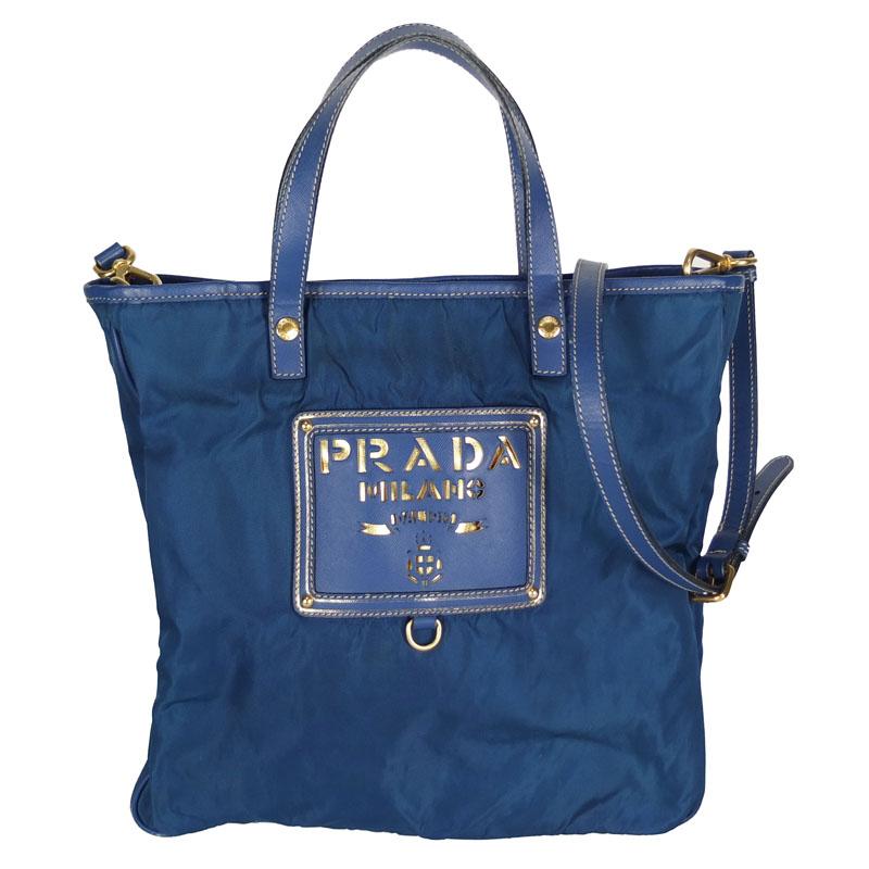 プラダ PRADA 2WAYバッグ トートバッグ ブルー ナイロン ゴールド金具 レディース 【中古】 : RePawn - 通販 - Yahoo!ショッピング