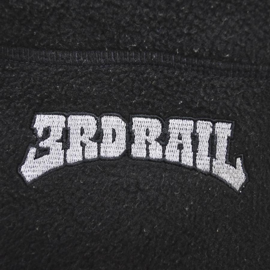 VINTAGE 90s ヴィンテージ USA製 サードレイル 3rdRail ThirdRail ロゴ 刺繍 プルオーバー フリース パーカー フード裏 サーマル ワッフル 切替 M ブラック ...