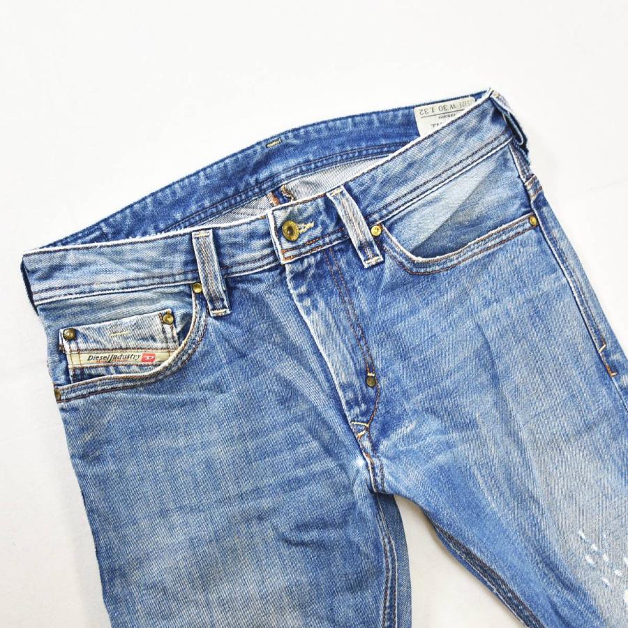 DIESEL（ディーゼル） DIESEL THANAZ ダメージ リペア 加工 ストレート デニム パンツ ジーンズ ジーパン Gパン ジップ ...