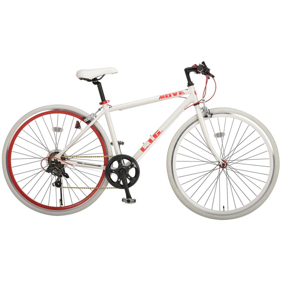 【直送 代引き不可】 OTOMO クロスバイク LIG MOVE ホワイト / レッド 46223 アルミフレーム クロスオーバーバイク ...