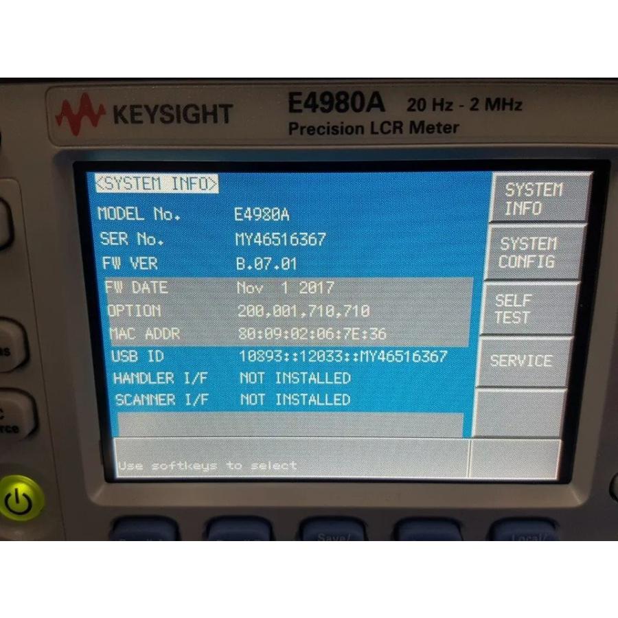 [NBC] Keysight E4980A プレシジョンLCRメータ 20Hz〜2MHz Precision LCR Meter, Opt ...