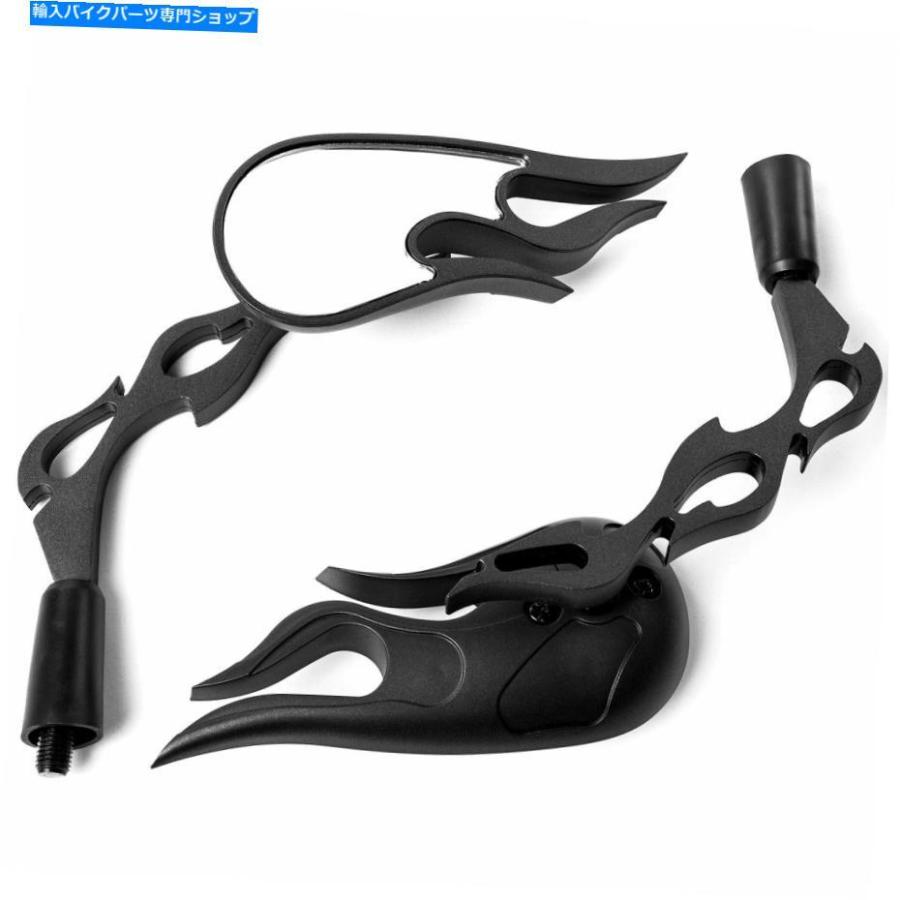 Mirror スズキBoulevard M109R M50 M90 M95のための炎カスタムブラックオートバイのミラー Flame ...