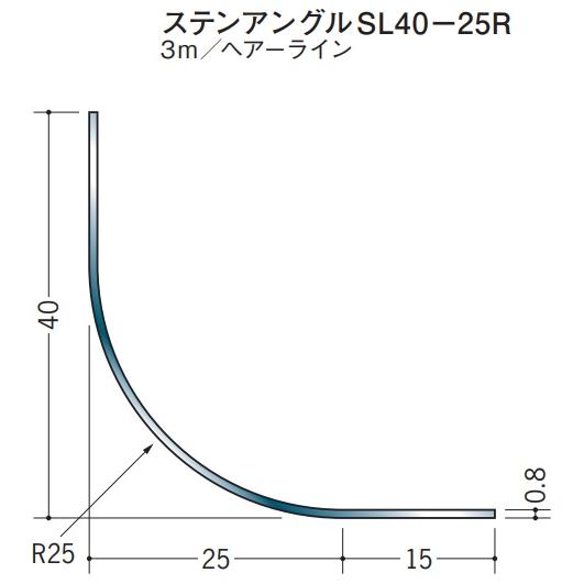 アングル ステンレス SUS 等辺 SL40-25R 3000 創建 20068 ヘアライン HL 厚み0.8 お届け先が法人様限定です ...