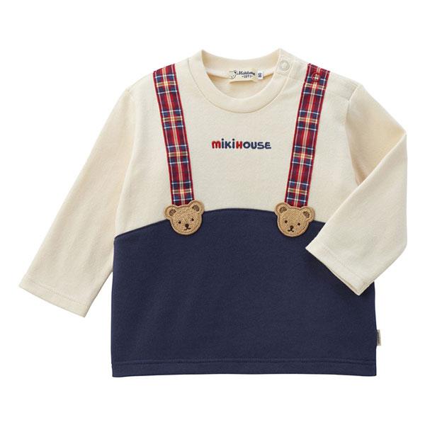 MIKI HOUSE 取り寄せ商品 ミキハウス mikihouse ミキハウスベア サスペンダー風 長袖Tシャツ カジュアル（80・90・100・110） 爆買 : Forever123 ...