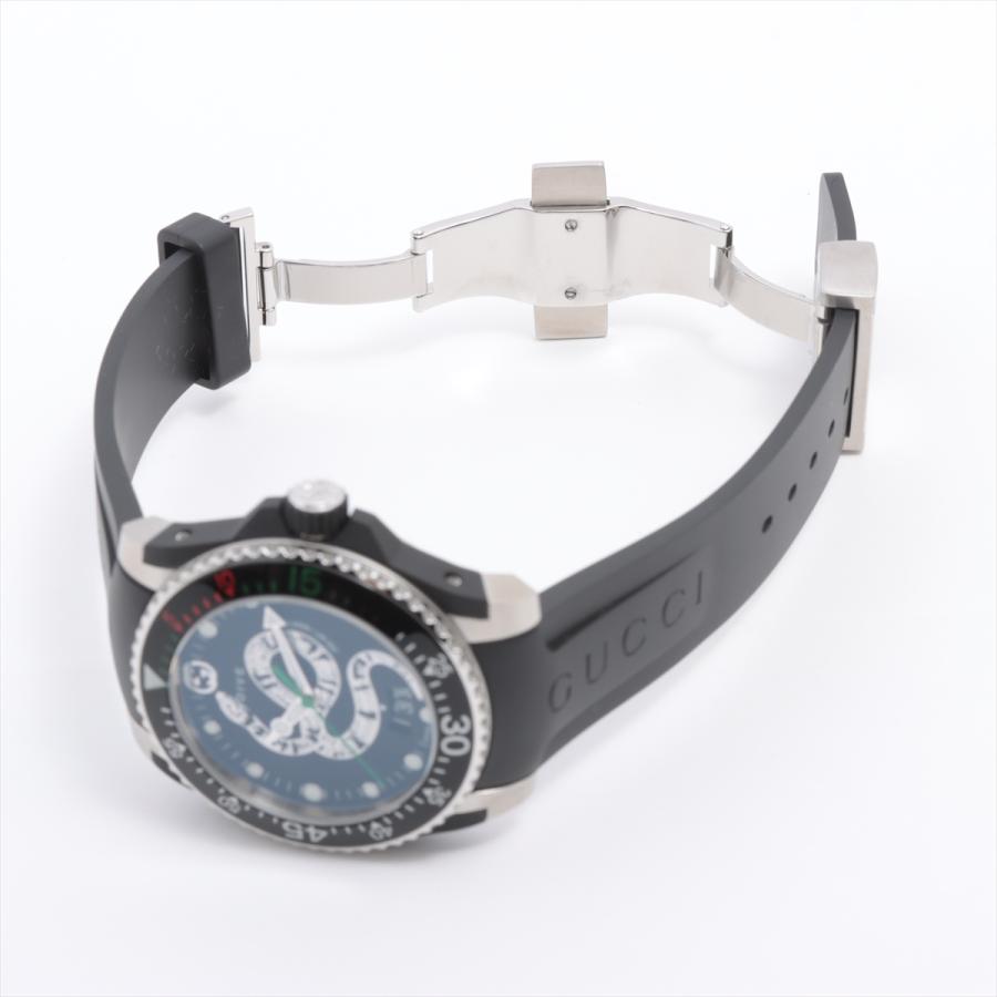 極美品 新同 グッチ ダイヴ デイト スネーク メンズ SS/ラバーベルト クォーツ 136.3 YA136323【中古】4632 : ...
