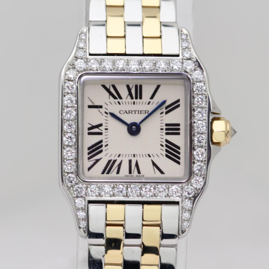 Cartier（カルティエ） 美品 コンビ サントスドゥモワゼル SM アフターダイヤモンド 2698 レディース 腕時計 【中古】5513 ...
