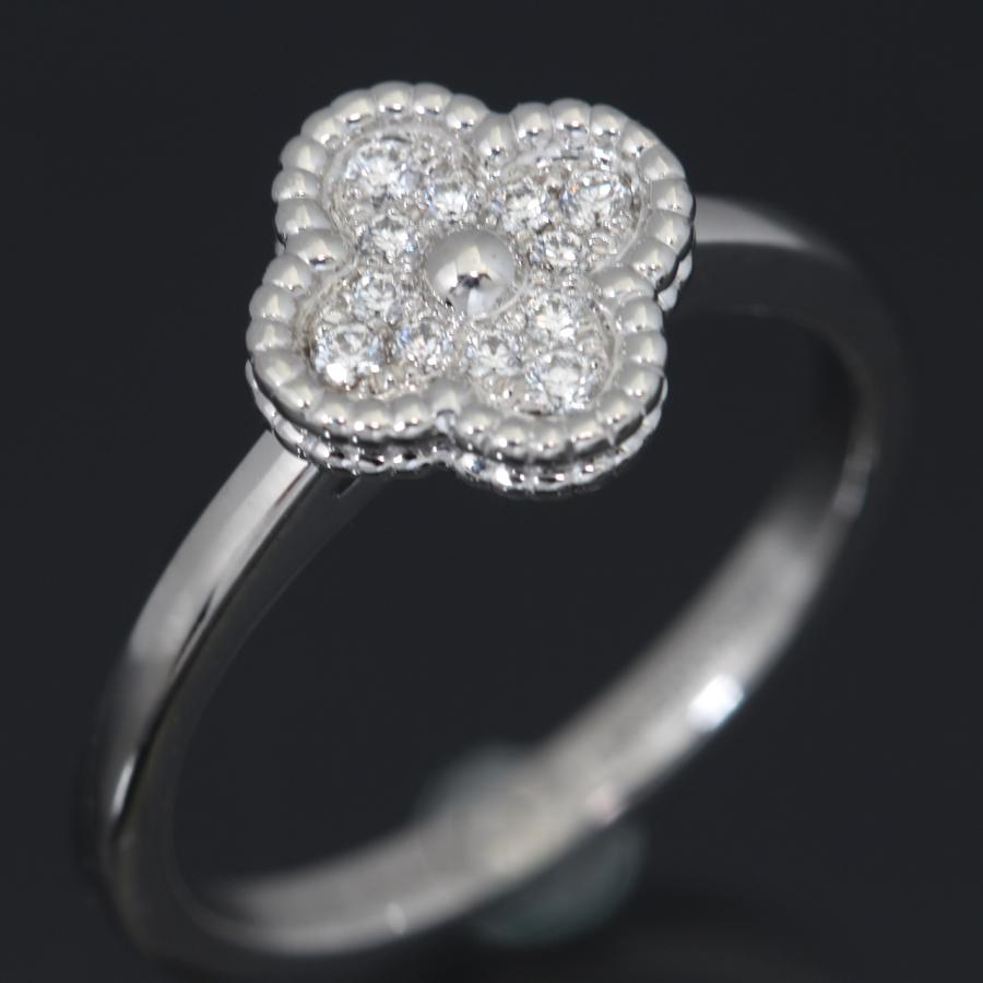 Van Cleef ＆ Arpels（ヴァンクリーフ ＆ アーペル） 美品 ヴァン クリーフ スウィート アルハンブラ リング パヴェダイヤ 750WG ♯51 セール☆【中古】9936 ...
