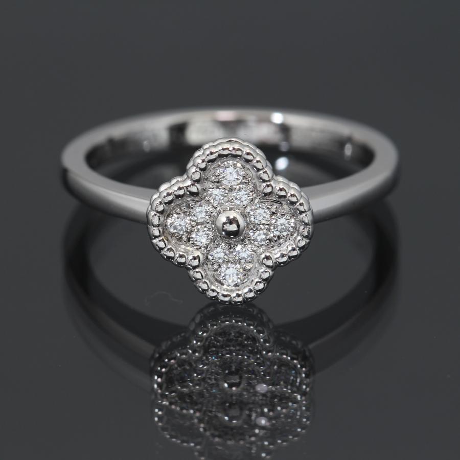 Van Cleef ＆ Arpels（ヴァンクリーフ ＆ アーペル） 美品 ヴァン クリーフ スウィート アルハンブラ リング パヴェダイヤ 750WG ♯51 セール☆【中古】9936 ...
