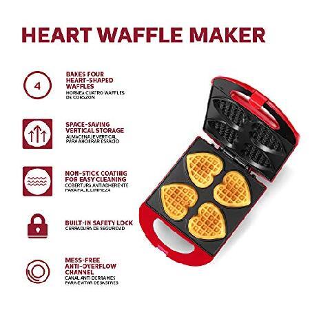 ブランド登録なし Holstein Housewares - Non-Stick Heart Waffle Maker, Red Makes 4 Heart-Shaped Waffles in ...