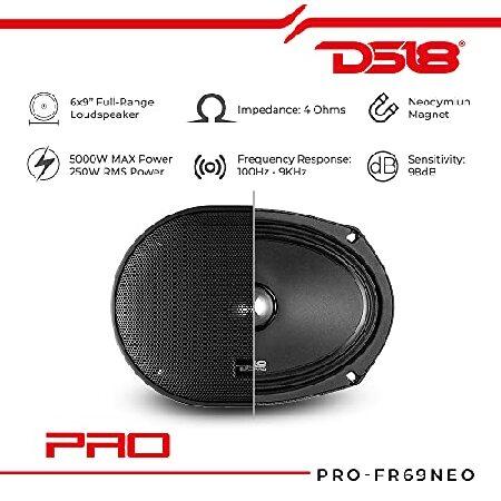 DS18 PRO-FR69NEO 6x9 Full-Range Loudspeaker - Silver Aluminum Bullet, 500W Max, 250W RMS, 4-Ohms ...