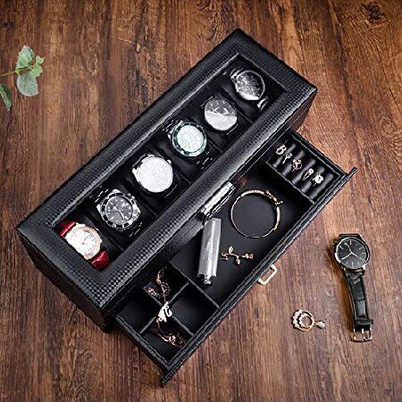 Anyasun 腕時計ボックス メンズ 6スロット ラグジュアリー ディスプレイ ケース オーガナイザー バレット引き出し付き メンズ ...