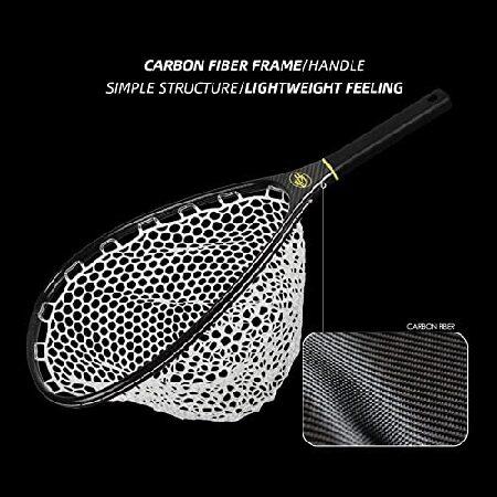 SF Fly Fishing Stealth Carbon Fiber Landing Net Soft Silicone Rubber ...