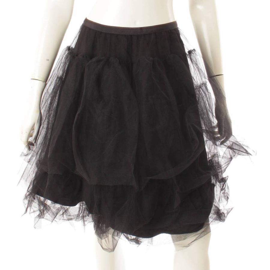 FOXEY 【フォクシー】Foxey ナイロン チュールスカート ひざ丈 サイドジップ ブラック 40 【中古】【正規品保証】123467 ...