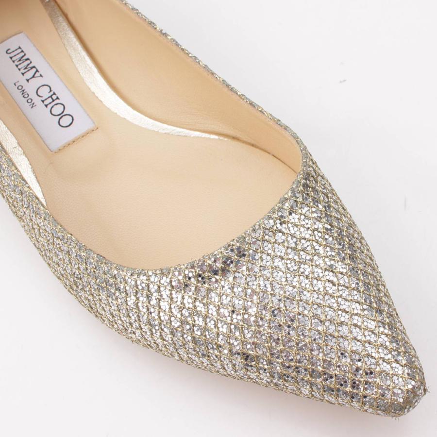 JIMMY CHOO 【ジミーチュウ】Jimmy Choo ROMY ラメ グリッター フラットシューズ パンプス シルバー 36 【中古】【正規品保証】169182 : www.retro ...