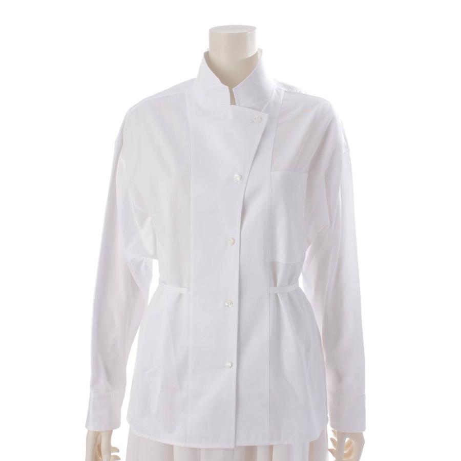 HERMES 【エルメス】Hermes 23AW ドローストリング 長袖 コットン シャツ ブラウス H3H0601DV ホワイト 36 未 ...