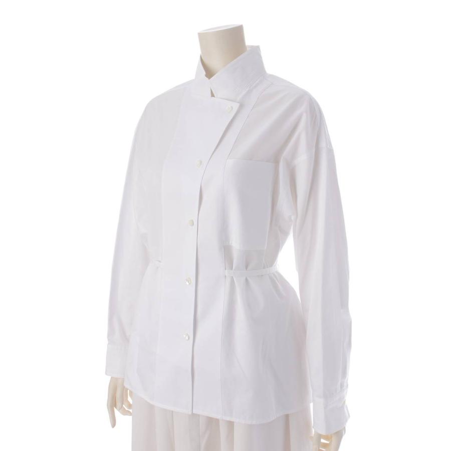HERMES 【エルメス】Hermes 23AW ドローストリング 長袖 コットン シャツ ブラウス H3H0601DV ホワイト 36 未 ...